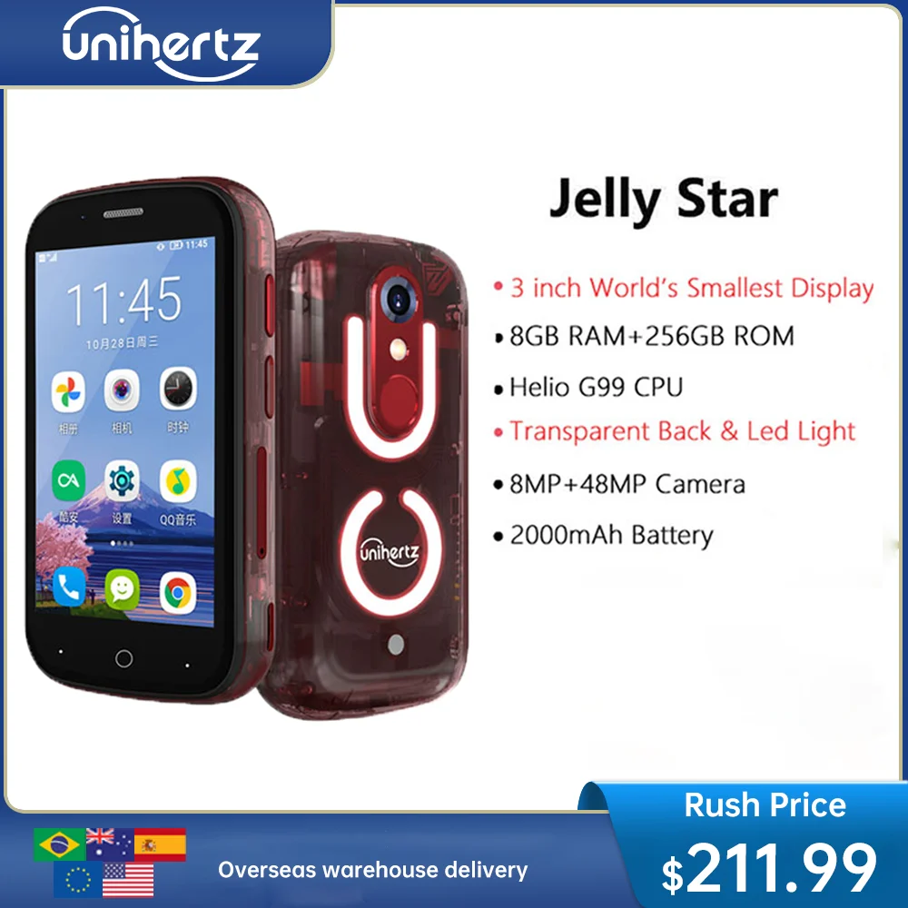 Unihertz-Jelly-Star-Smallest-Android-13-Smartphone-8GB-256GB-Led-Light-Transparent-Backshell ...