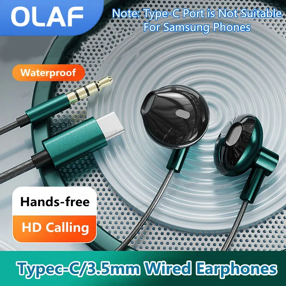 OLAF Type-C 3.5MM Earphones Wired Headphones In-Ear Headset Gamer ...