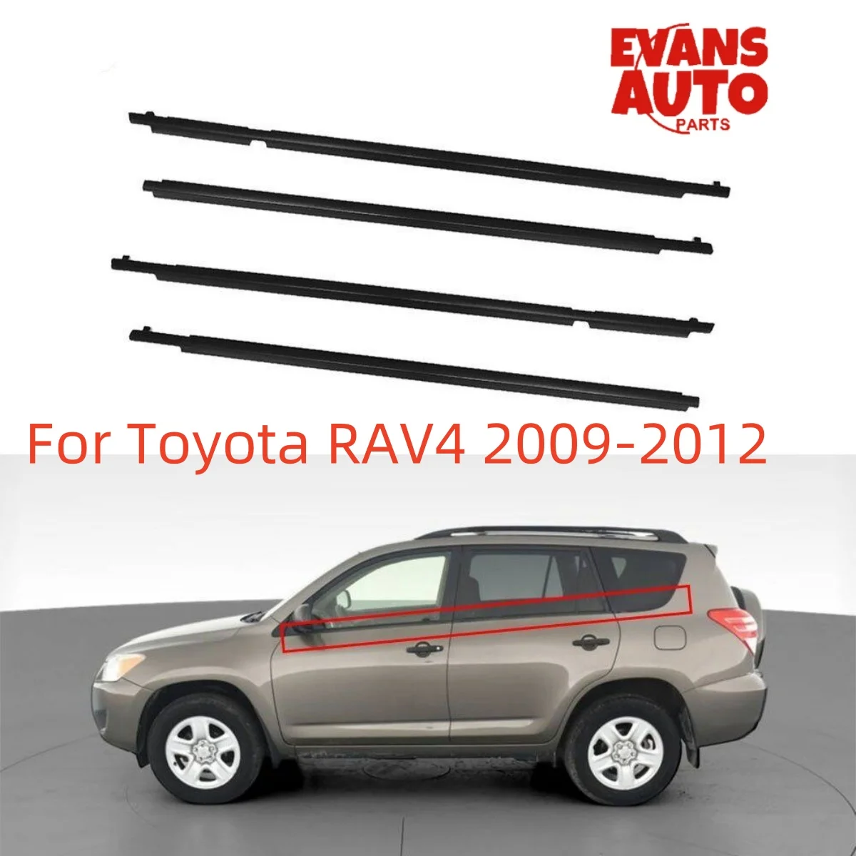 4 pçs janela do carro weatherstrip preto para toyota rav4 2009-2012 ...