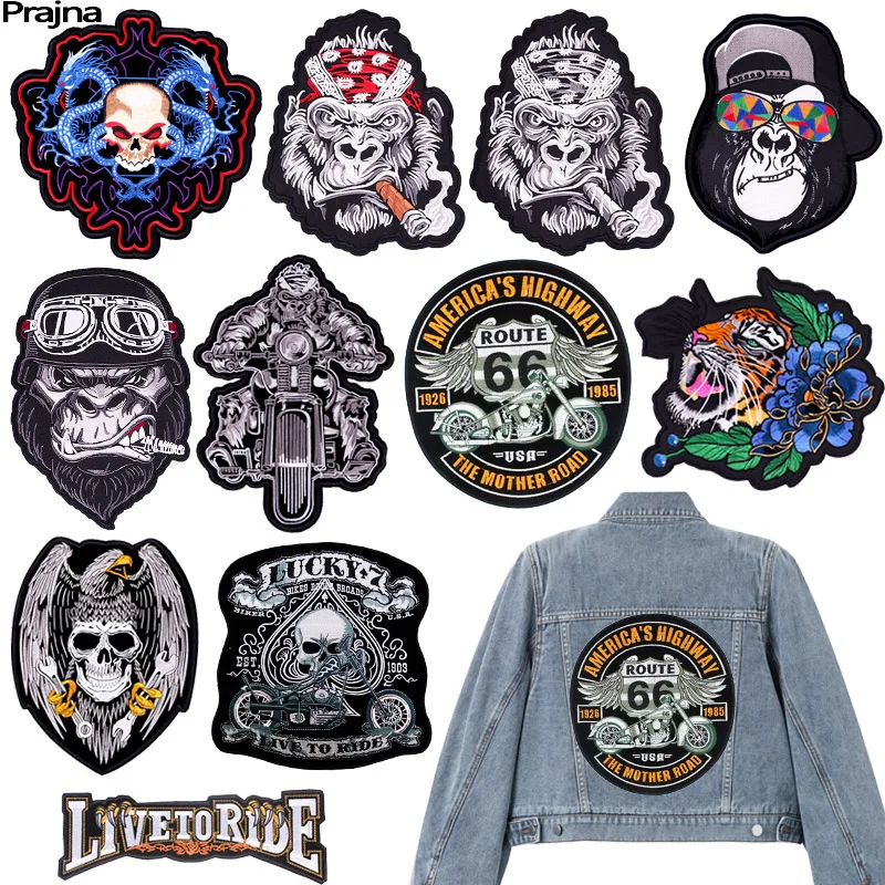 Monkey Patch Large Back Iron On Embroidered Patches For Clothing Motorcycle Suit Biker Sew Patch ...