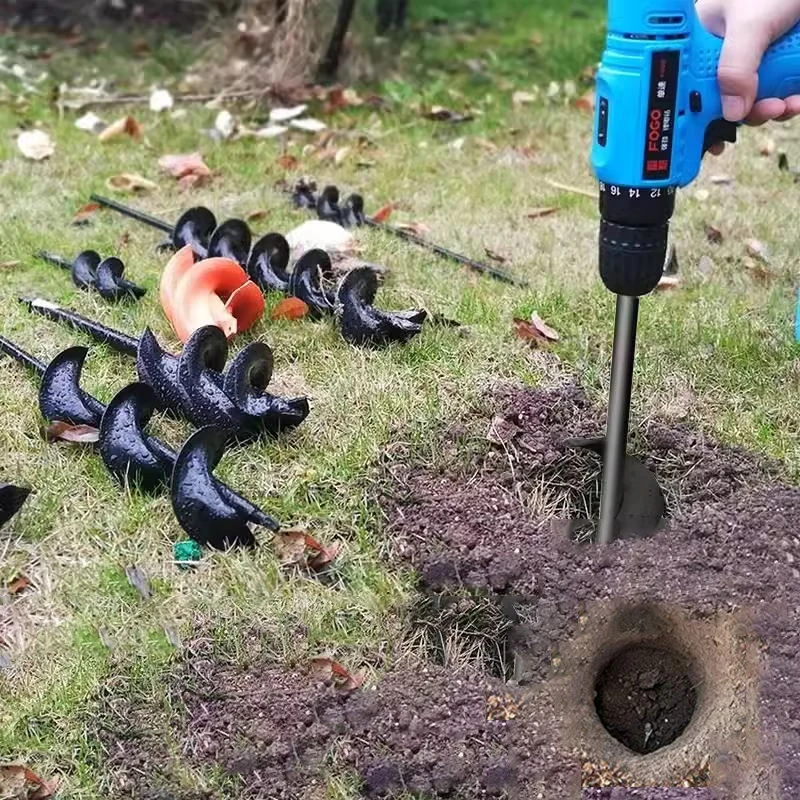 Metal-Drill-Bit-Set-Steel-Gardening-Tools-Spiral-Rod-Loose-Soil-Digging ...