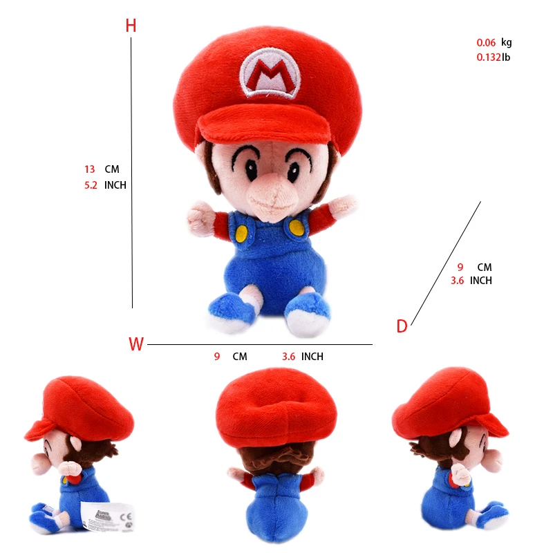 Mario Bros Plush Toys Luigi Yoshi Princess Peach Toadette Bowser JR ...