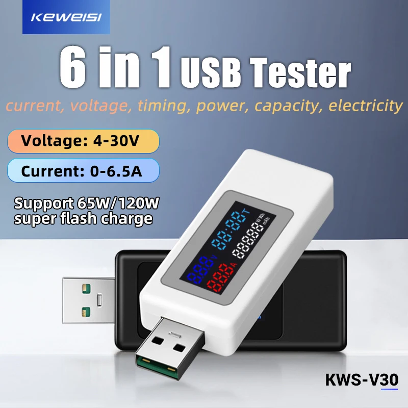 6 in 1 USB Tester DC Digital Voltmeter Amperimetro Current Voltage ...