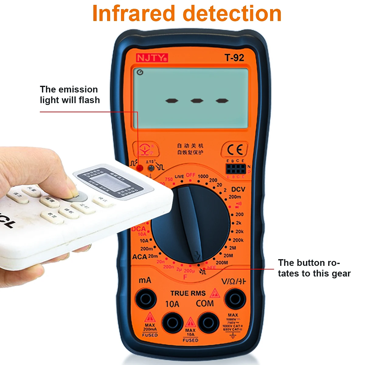NJTY-T92-Digital-Multimeter-Manual-Range-Remote-Control-Test-AC-DC ...