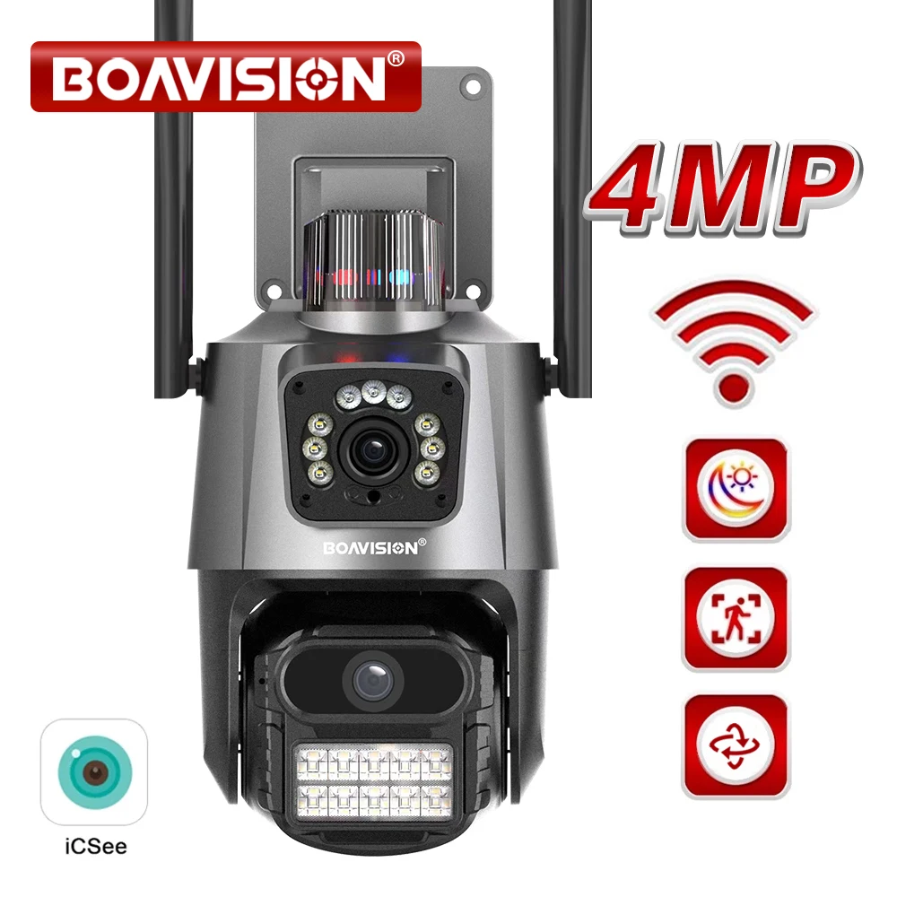 4mp Wifi Camera Outdoor Dual-lens Dual-screens Ai Auto Tracking Support ...