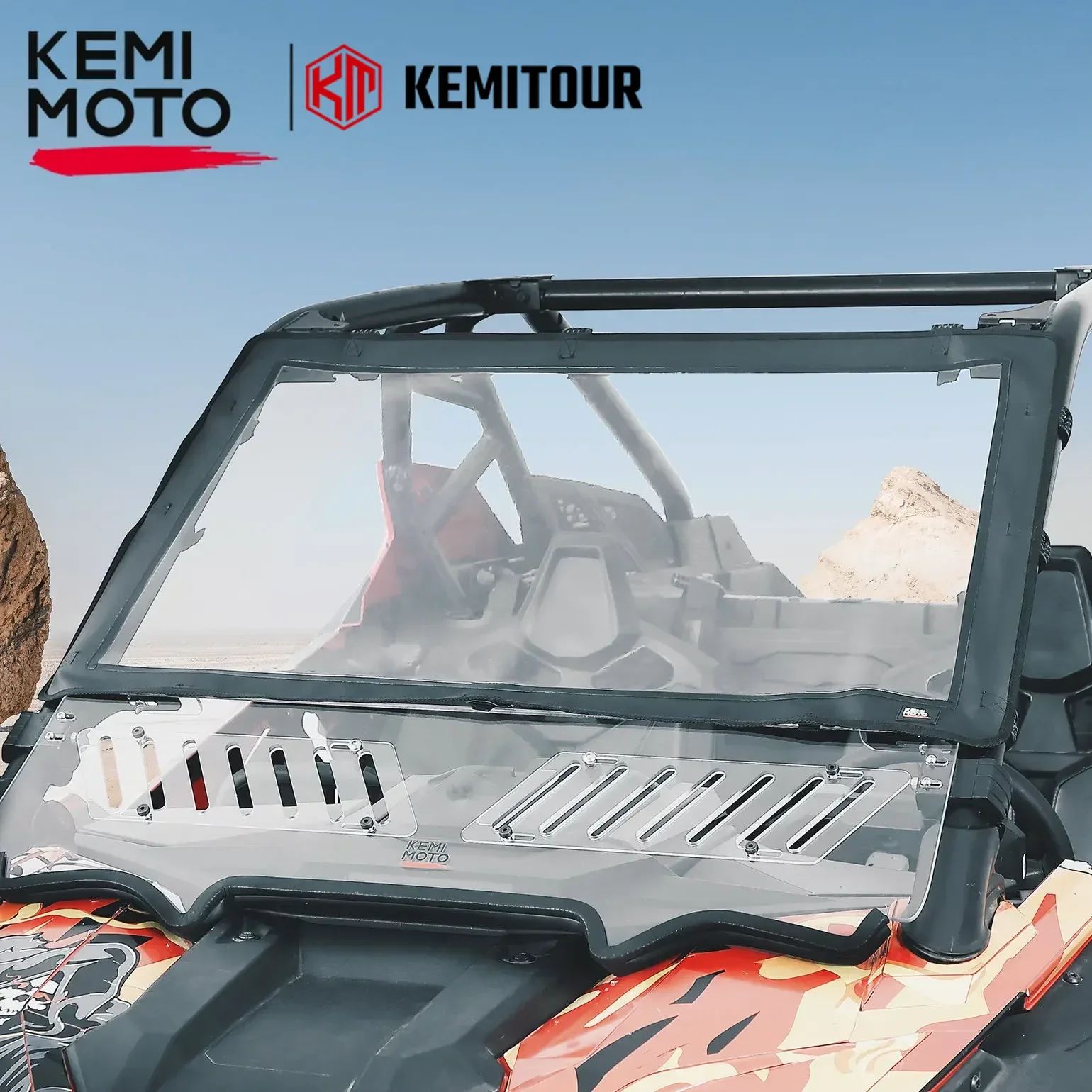 KEMIMOTO UTV Front Half Soft Windscreen PVC Windshield Compatible with ...