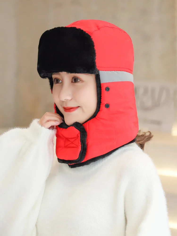 Reflective Lei Feng Hat Men's Winter Fashion Thick Warm Earmuffs Hat ...