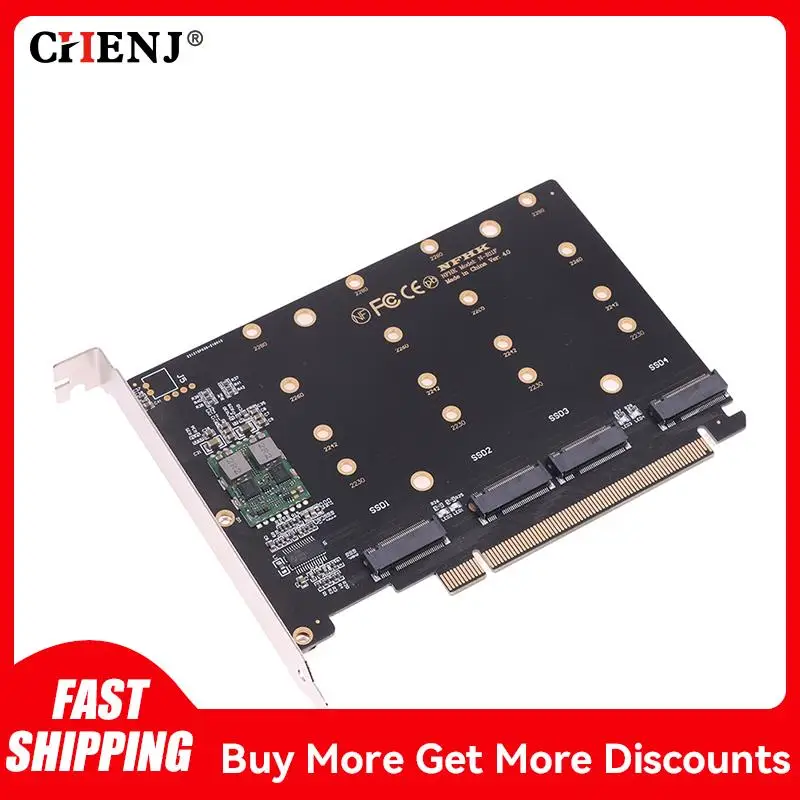 4 Port NVMe to PCIE Adapter Card M.2 NVME to PCIe X16 Adapter 4X32Gbps M Key Hard Drive ...