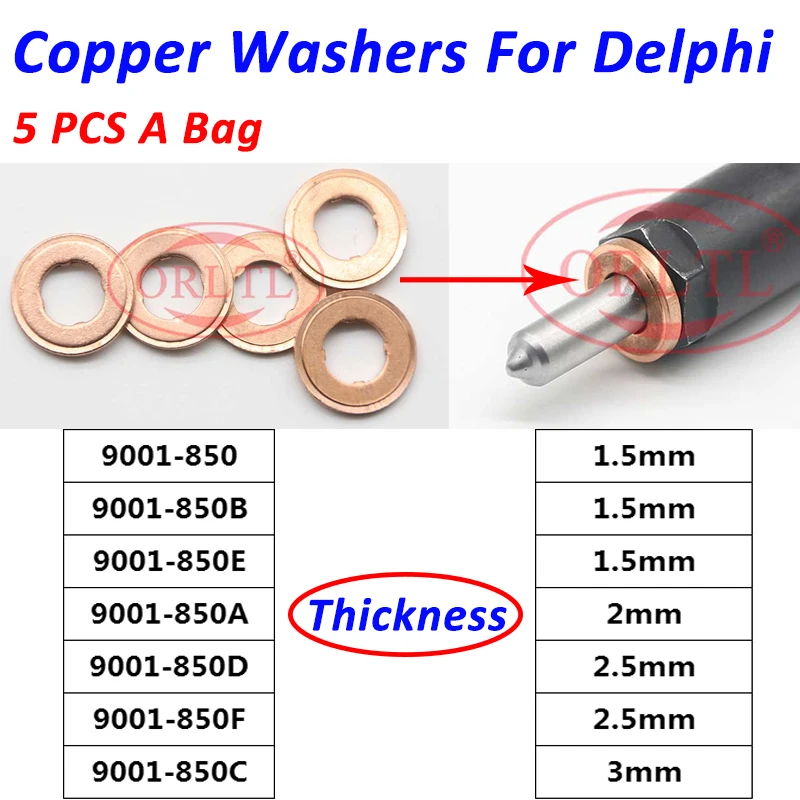 9001-850 9001-850b 9001-850e For Delphi Injector Copper Washer Shims ...