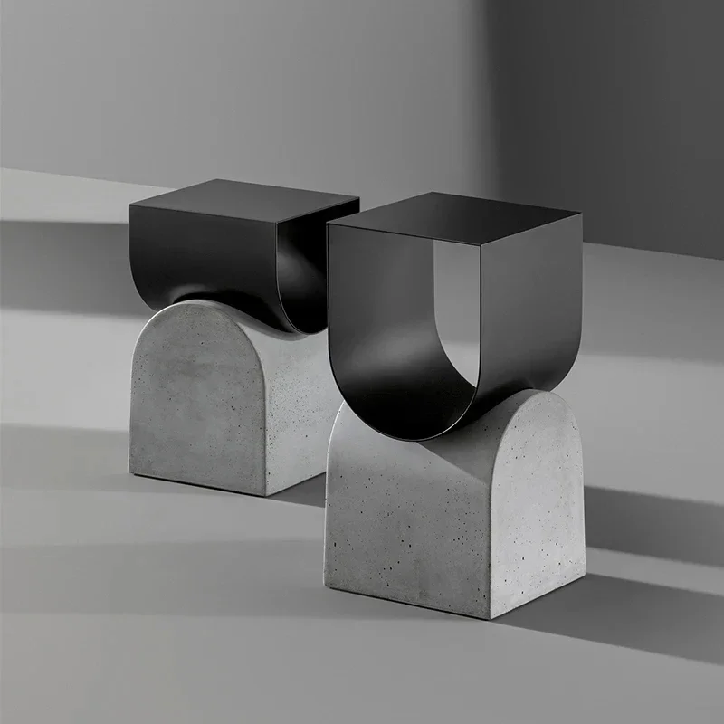 Modern-creative-design-simple-coffee-table-iron-and-cement-side-table ...