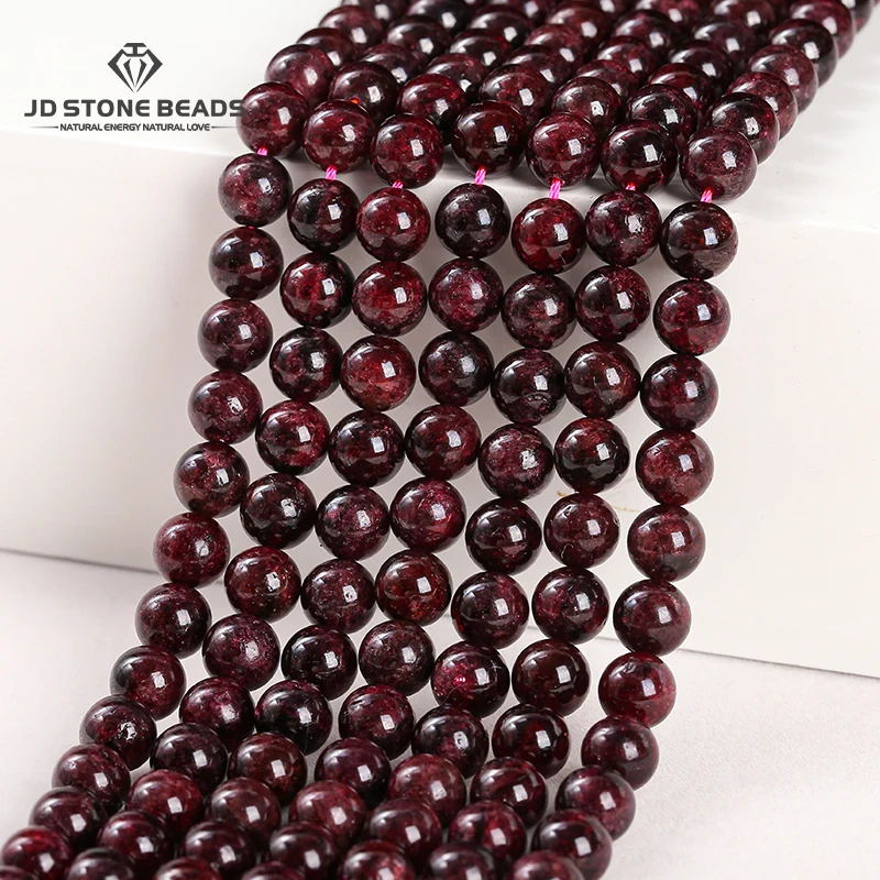 1A-Natural-Stone-Dark-Red-Garnet-Bead-Round-Loose-Spacer-4-6-8-10mm ...