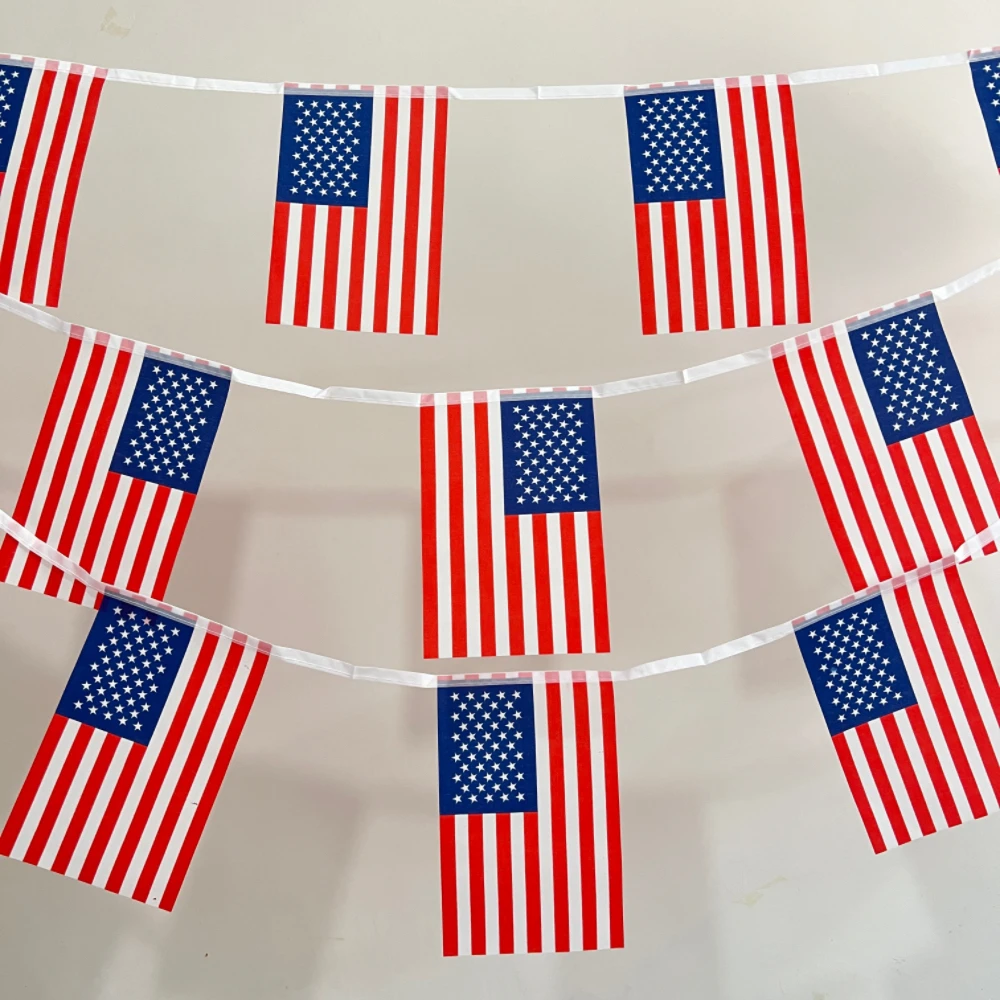 CZY 20pcs/set14x21cm American Flag String America USA Bunting Bannerags ...