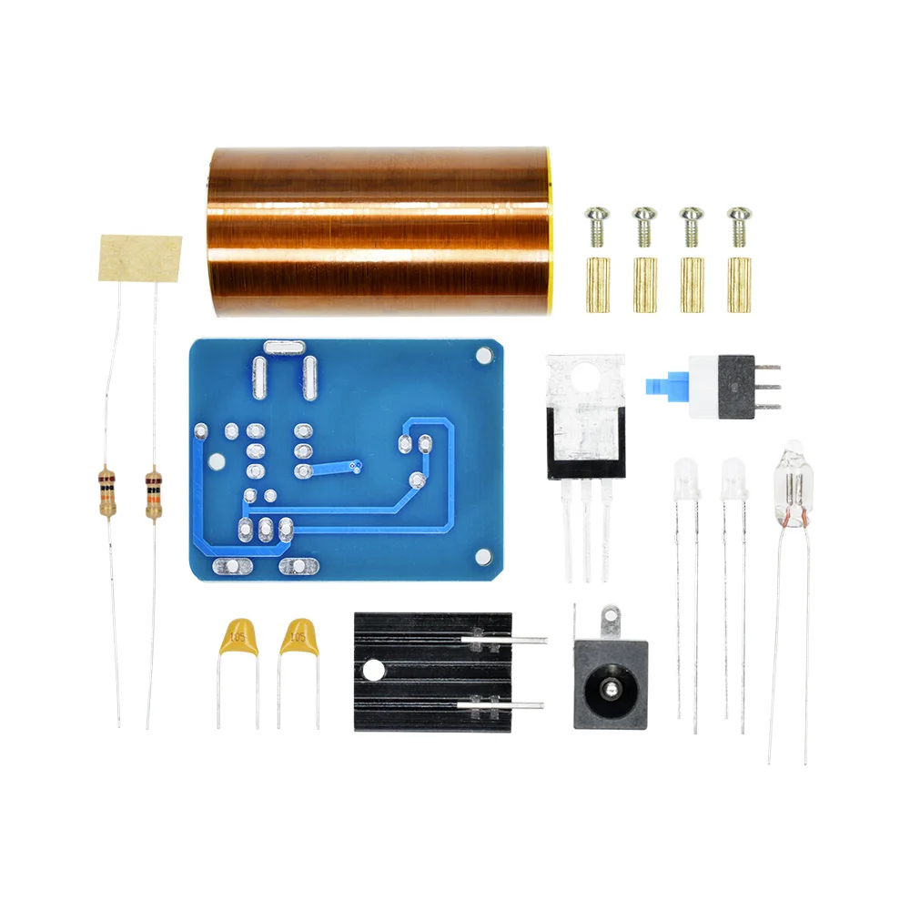 BD243 Mini Tesla Coil DIY Kit 9-12V Tesla Coil Magic Props BD243C DIY ...