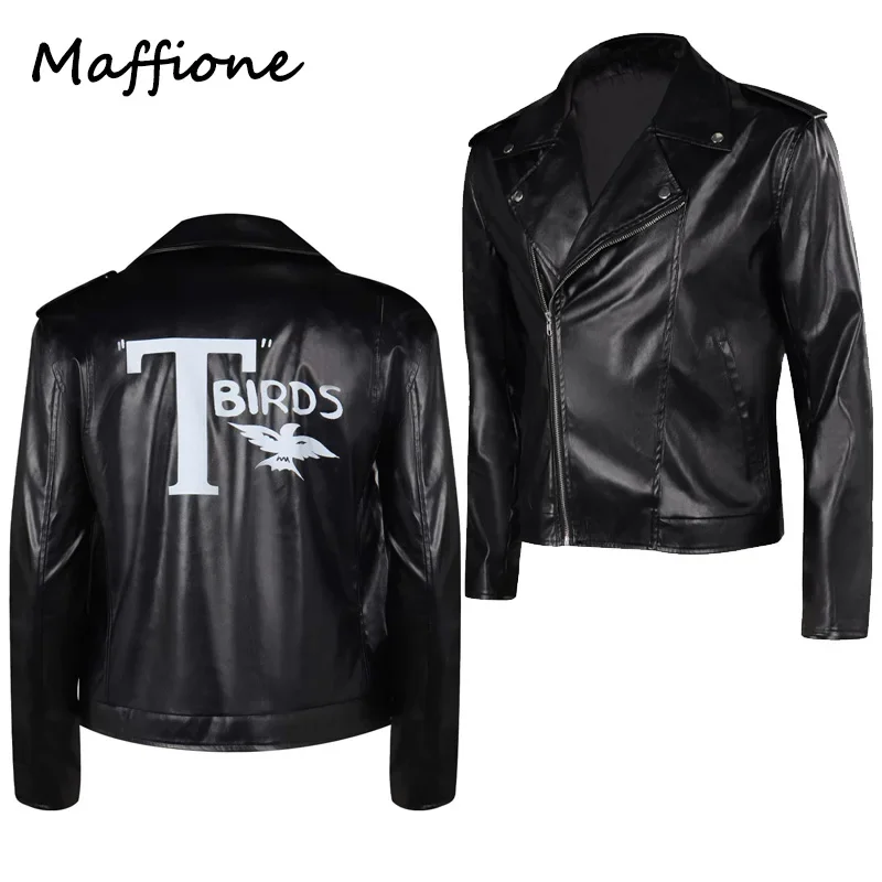 Grease-Pink-Ladies-Danny-Cosplay-Men-Costume-Black-T-birds-Jacket ...