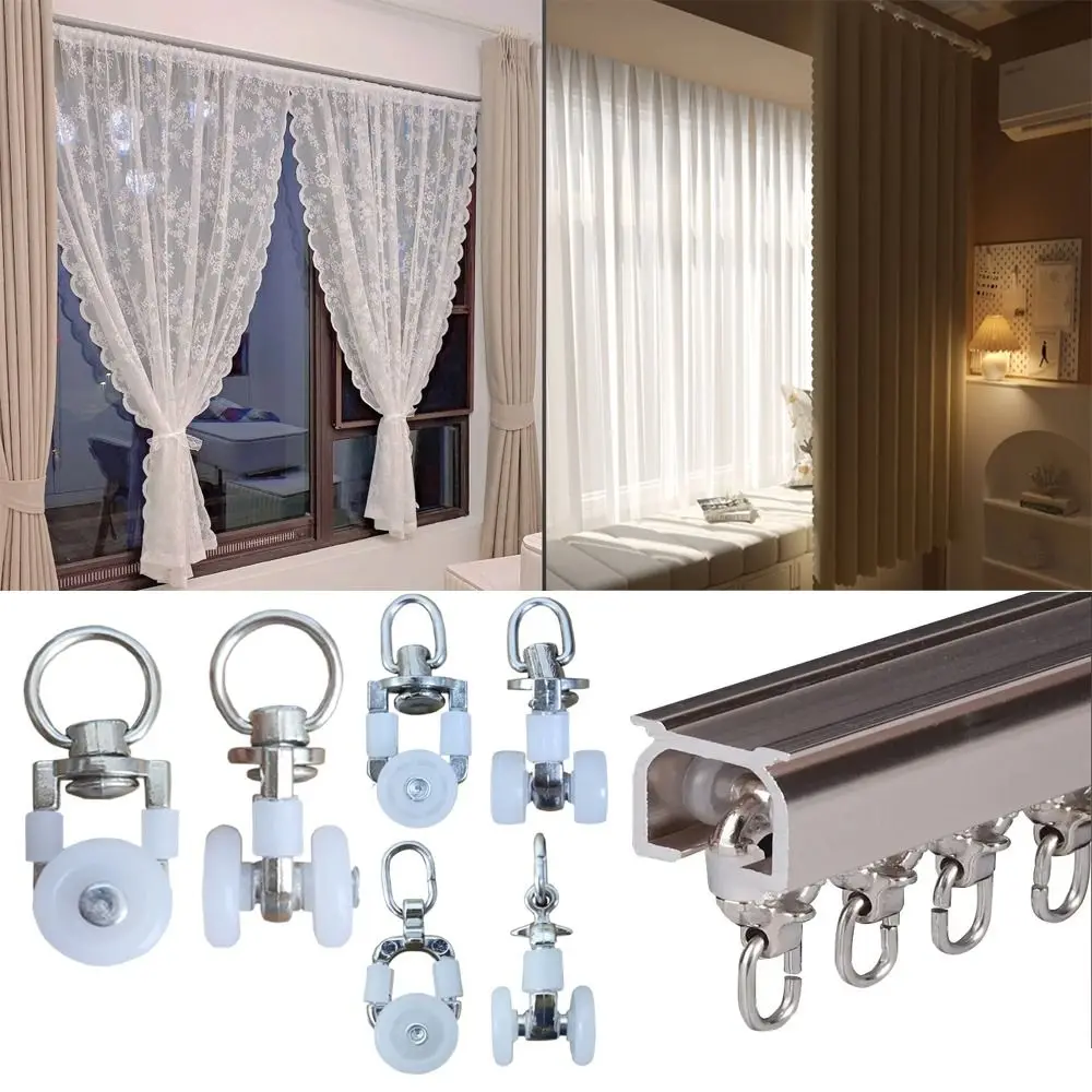 Curtains-Metal-Wheels-Silent-Hooks-Curtain-Track-Roller-Multifunctional ...