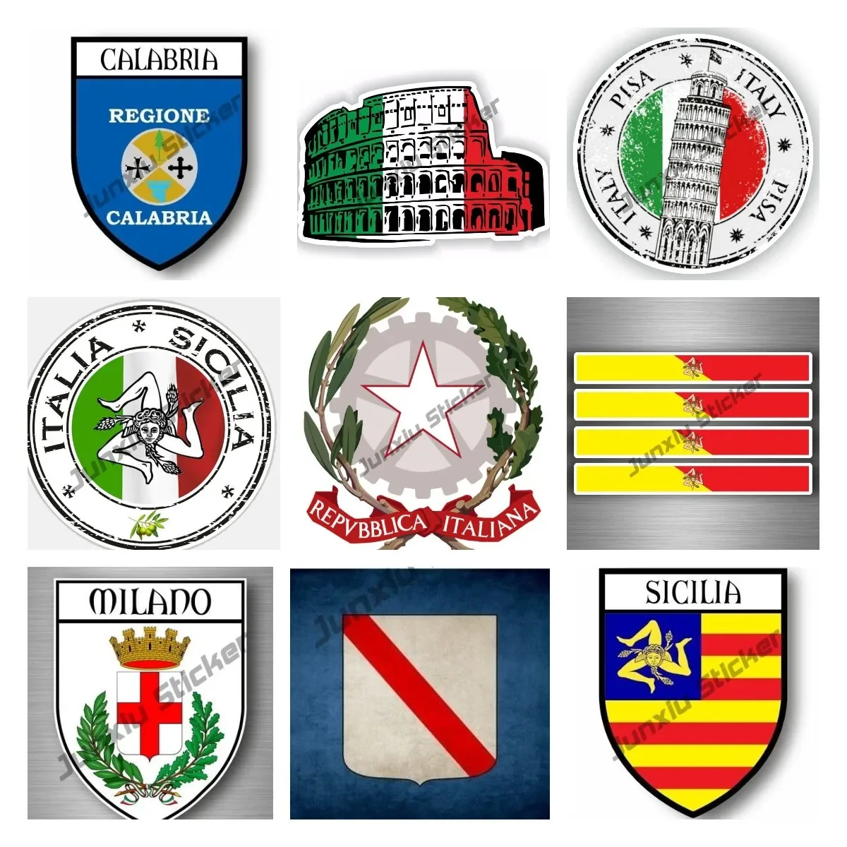 Italian Flag Map Decal Italy Rome Pisa Sicily City Stamp Shield Tourism ...