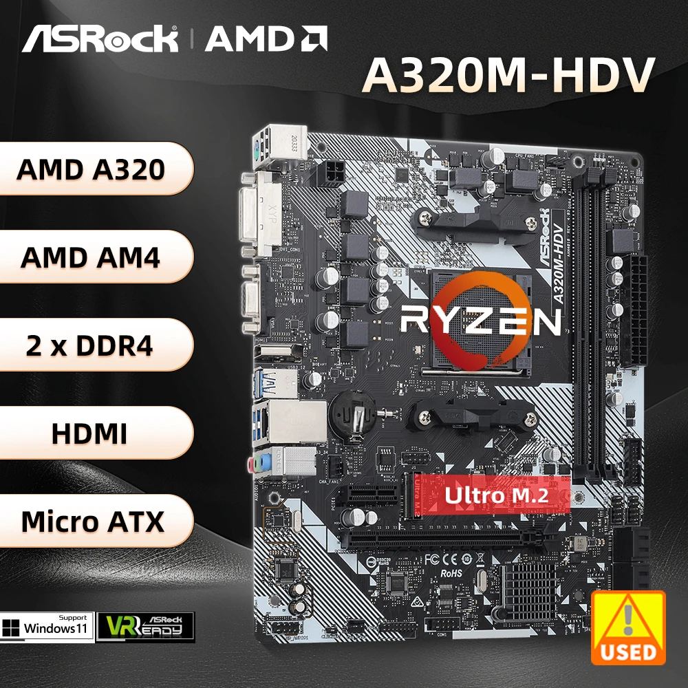 A320M-ASRock-A320M-HDV-AM4-Ryzen-5-5600-5700-PRO-1200-4300G-Athlon ...