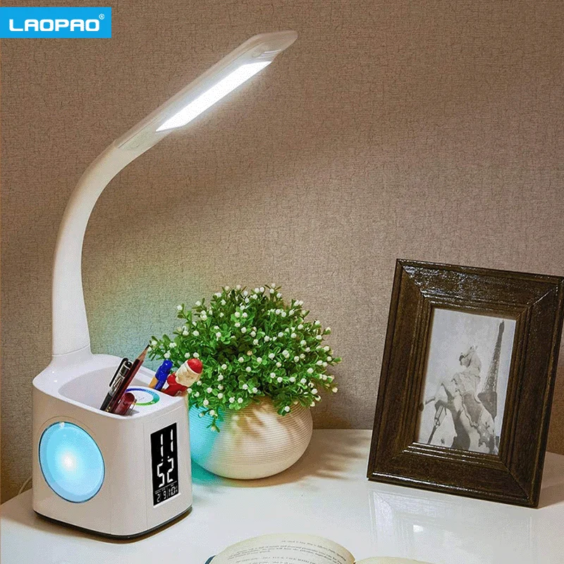 LAOPAO Study LED Desk Lamp with 10W USB Charging Port&Screen&Calendar ...