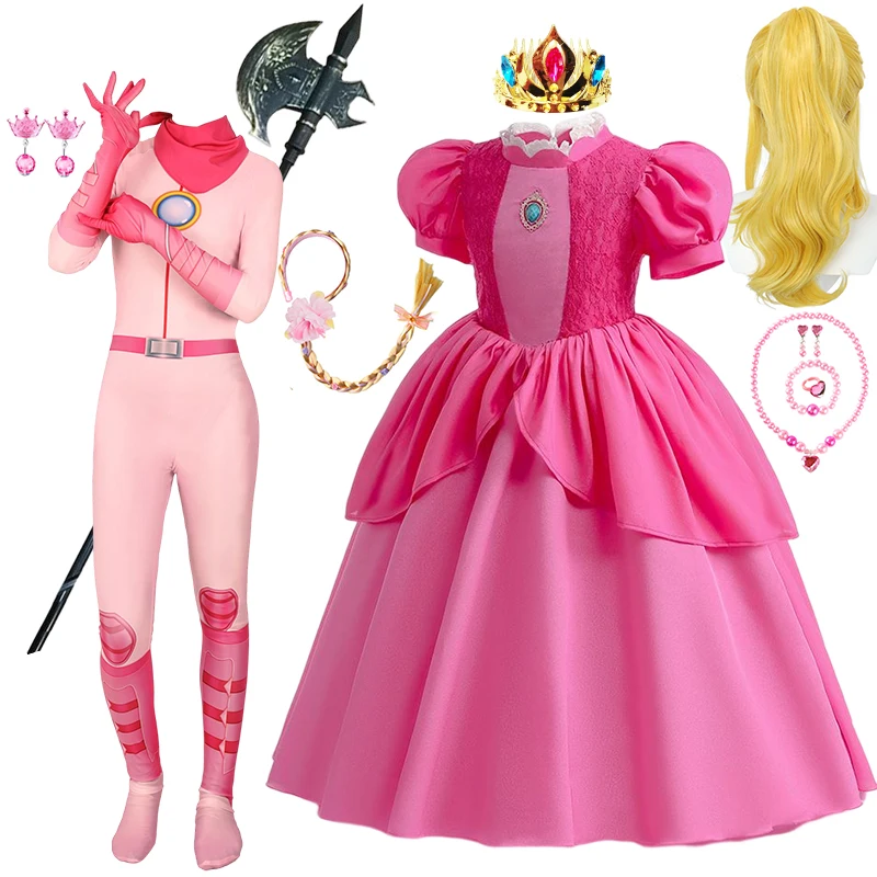 Fancy-Peach-Princess-Dress-Girls-Cosplay-Disguise-Carnival-Deluxe-Anime ...
