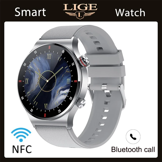 LIGE ECG+PPG Bluetooth Call Smart Watch Men 2023 Sports Bracelet NFC Waterproof Custom Watch ...