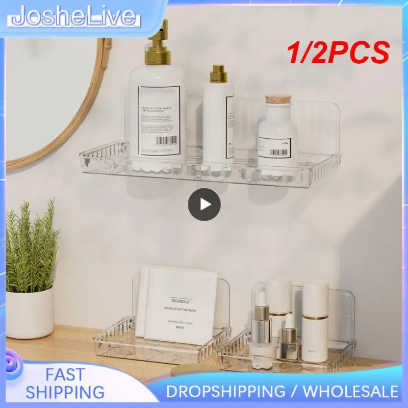 1-2PCS-Foldable-Wall-Shelf-Transparent-Bathroom-Organizer-Storage-Rack ...