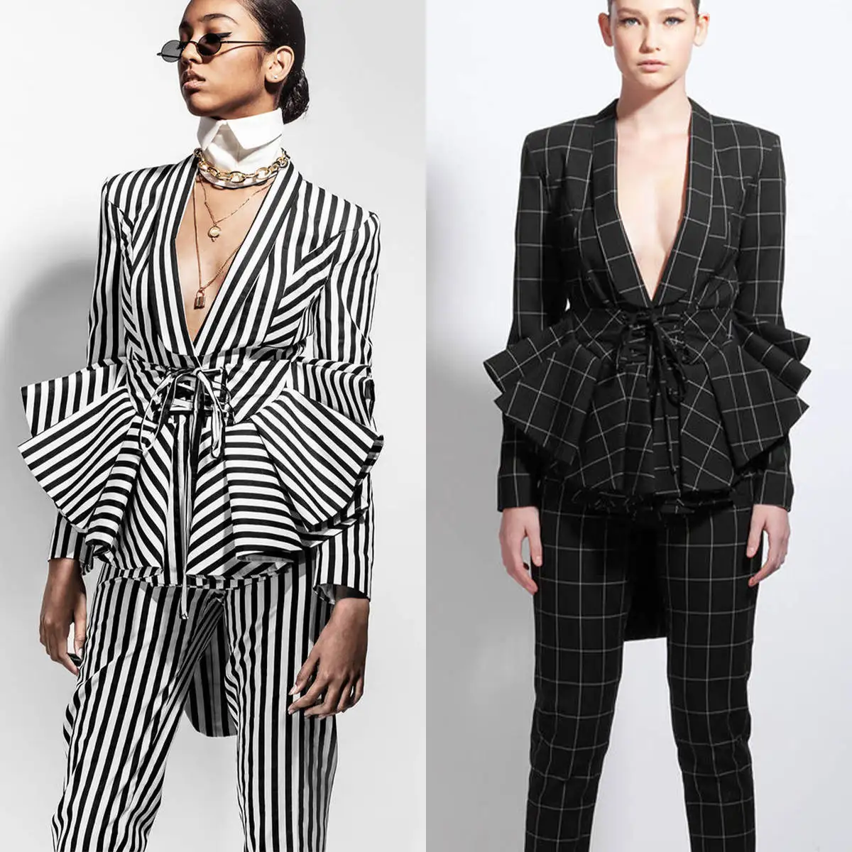 Unique-Design-Runway-Suit-Sets-Formal-Stripe-Office-Lady-Slim-Prom ...