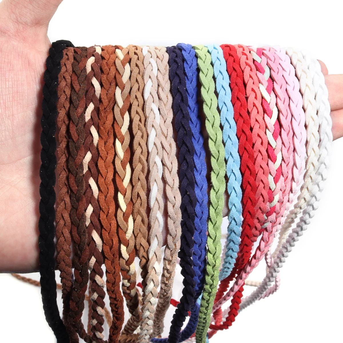 6mm Flat Faux Suede Three Strand Braided Cord Korean Velvet Leather ...