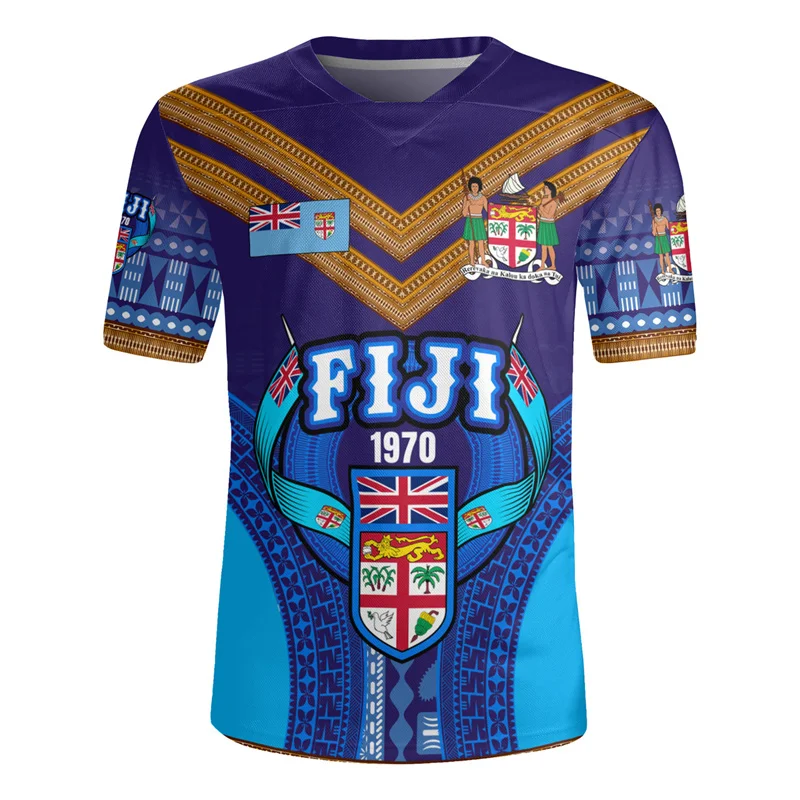 3D The Republic-of Fiji Flag Printing V Neck T Shirt Fiji Rugby-Jersey ...