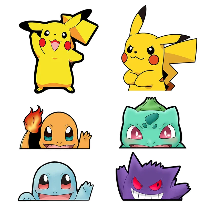 Cute Squirtle Pikachu Anime Sticker Funny Pokemon Peek Car Sticker ...