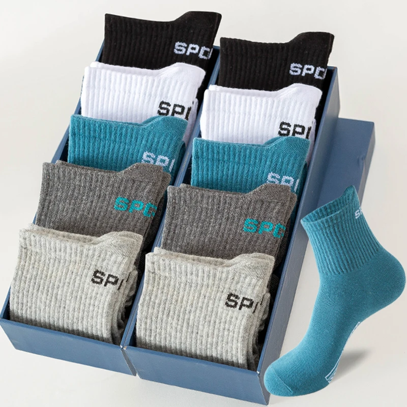 10Pairs New Men Socks Organic Cotton Breathable Sports Socks Black ...