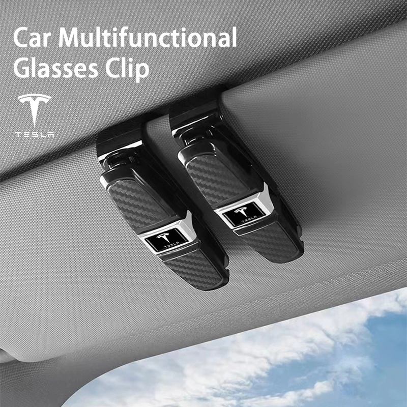 Car-Interior-Sun-Visor-Glasses-Clip-Ticket-Card-Storage-Clamp-For-Tesla ...