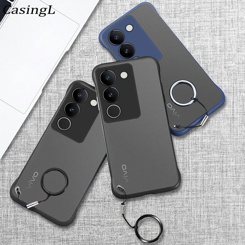 For-VIVO-V29-5G-Case-With-Ring-Clear-Solid-Color-Frameless-Half-wrapped ...