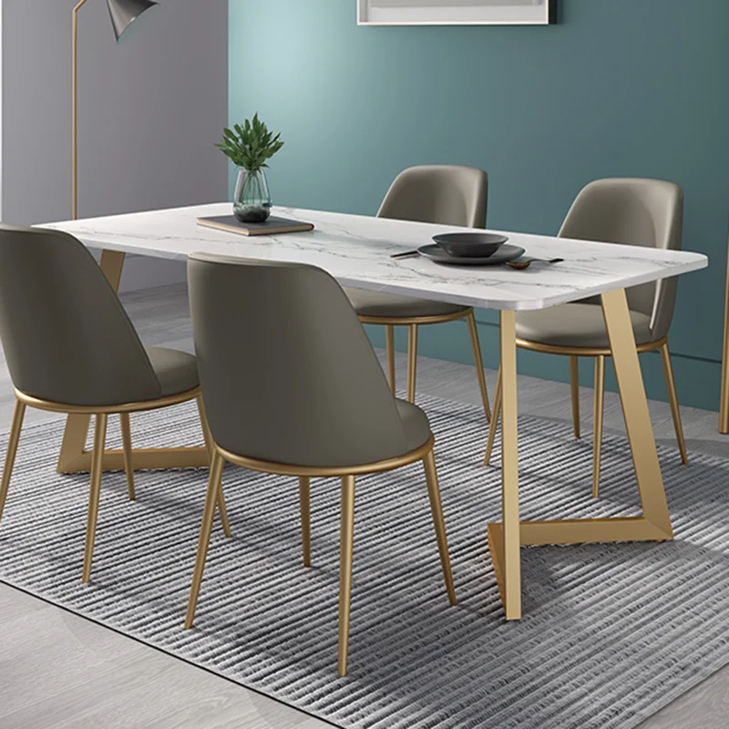 Modern Nordic Dining Table with Gold Legs – Assorted Produce
