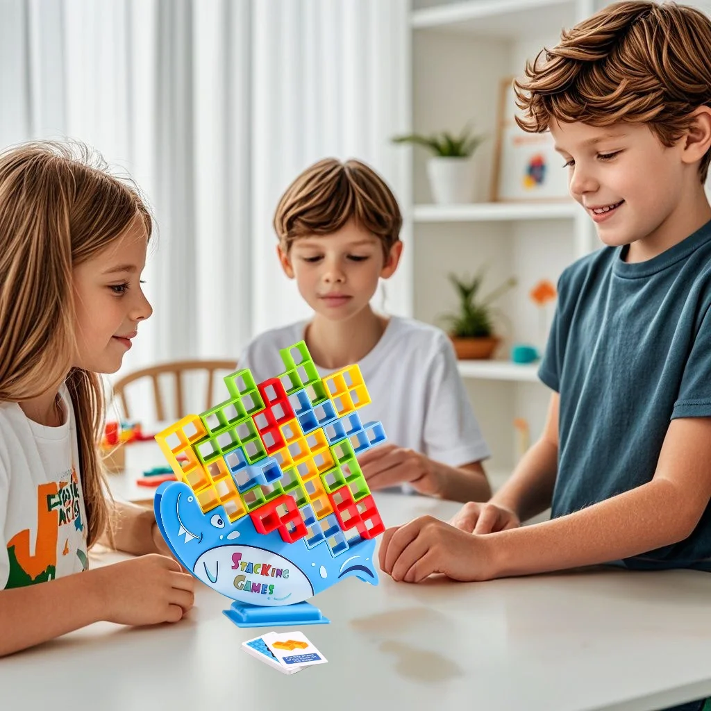 Tetra Tower Balancing Stacking Blocks Game - Colorful, Fun Dual-Player ...