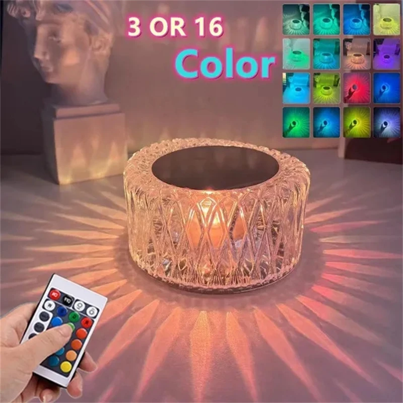 3/16 Colors LED Crystal Table Lamp Bird Nest Light Touch Romantic ...