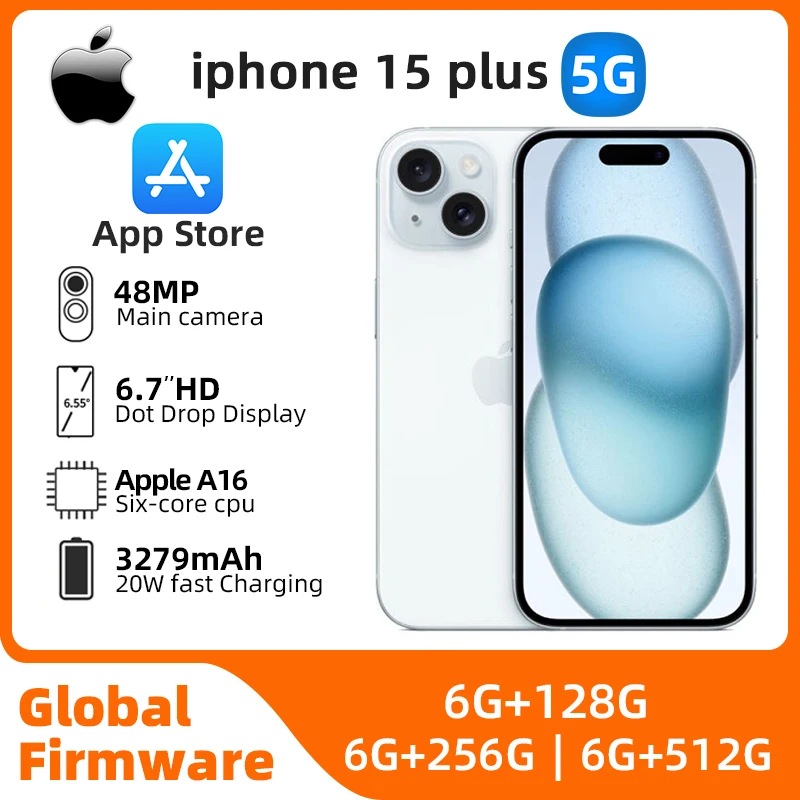 Apple iphone 15 plus 5G 6.7'' 6GB RAM 256GB/512GB ROM A16 Bionic Chip ...