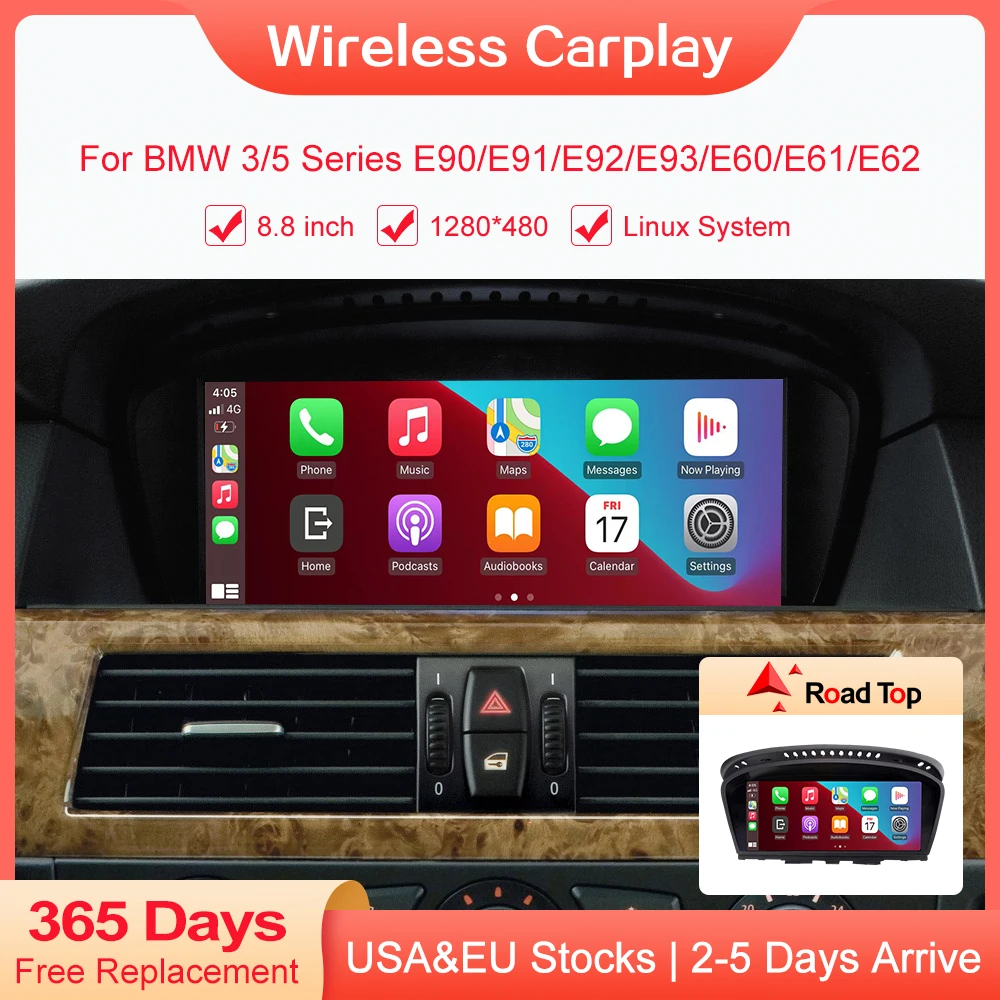 Wireless CarPlay Android Auto Car Multimedia For BMW 3/5 Series E60/E61/E62/E63/E90/E91/E92/E93 ...