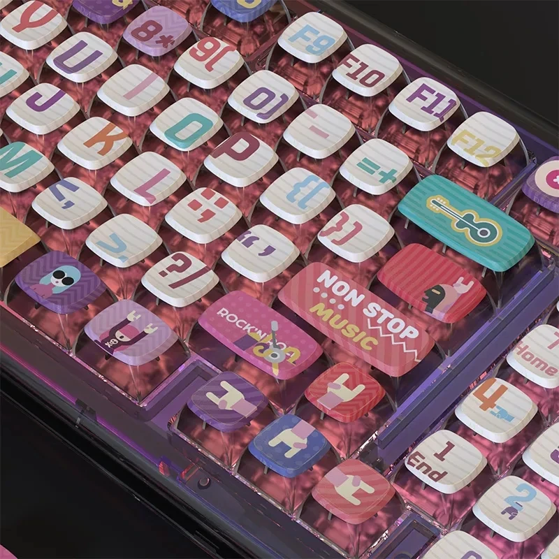117 Keys Pudding Borderless music Theme PBT Keycaps Custom Light ...