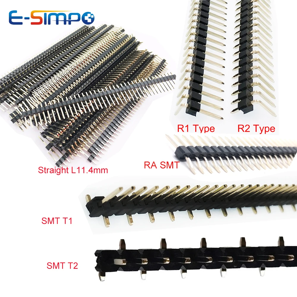 10pcs-2-54mm-Pin-1X40P-R1-R2-Right-Angle-SMD-SMT-Board-Spacer-Single ...