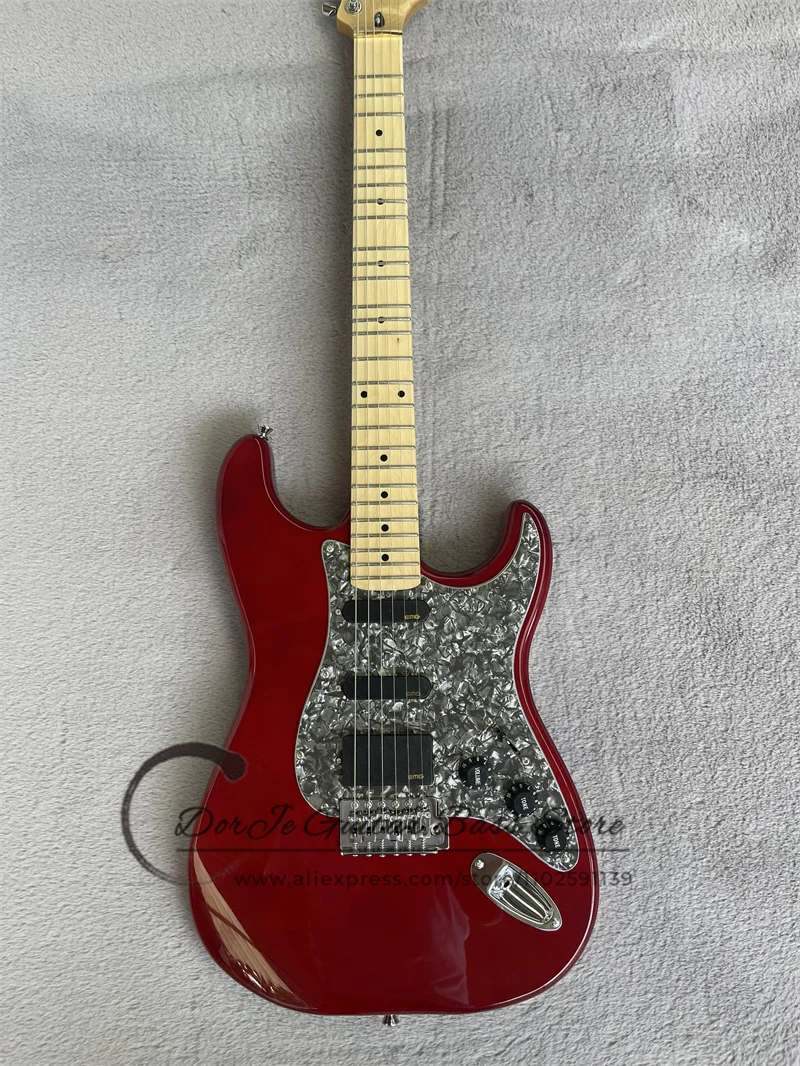 Dark-Red-Electric-Guitar-Stra-Bosy-SSH-Pickups-Gray-Pearl-Guard-Maple ...