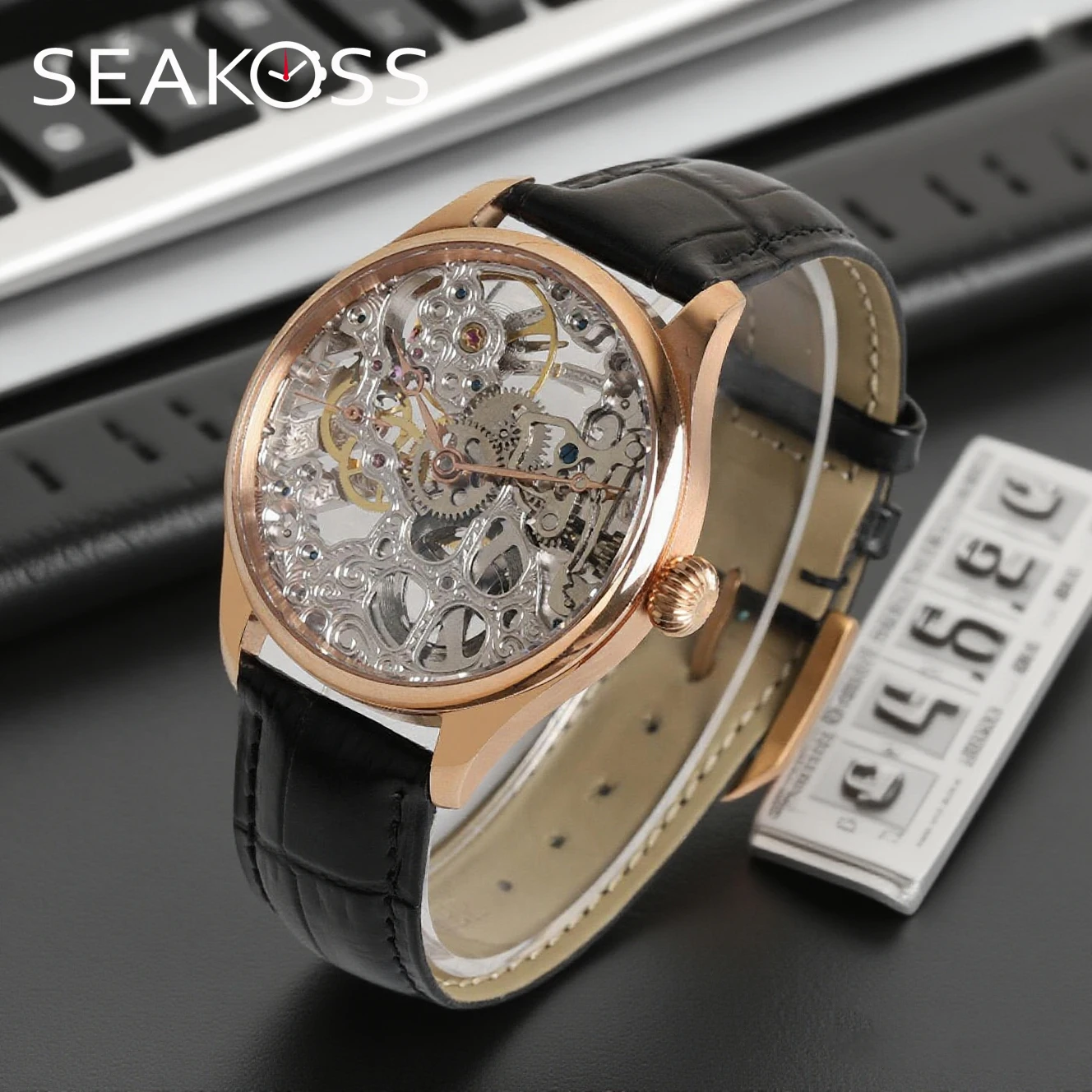 SEAKOSS 40mm Pilot Watches 3Bar ETA6497 S33600SK Hollow Carved Movement ...
