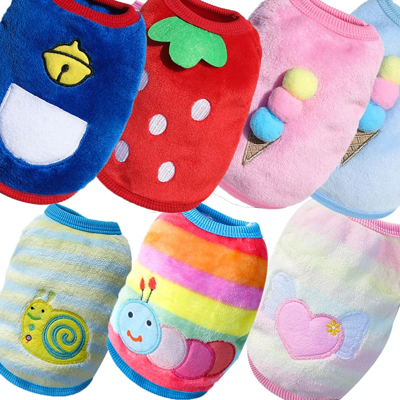 Soft Flannel Pet Dog Clothes Cartoon Print Vest Sphinx Cat Winter ...