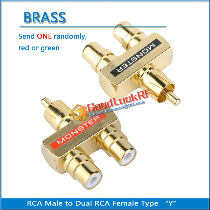 Brass Lotus Three Split Rca Rf Connector Rca Male To Dual Rca Female ...