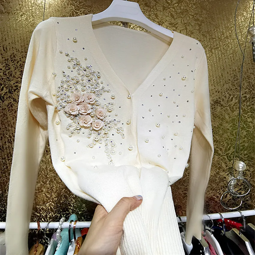 Rhinestone-Autumn-Luxury-Beading-Knitted-Cardigan-Women-Heavy-Industry ...