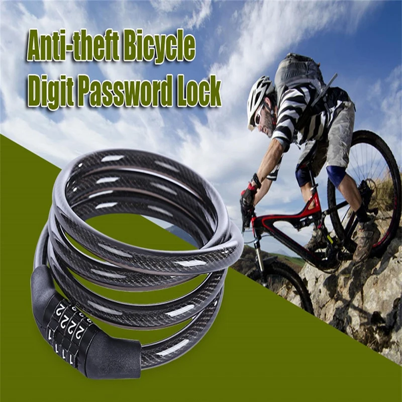 4-Digit-Password-Bicycle-Lock-Anti-theft-MTB-Road-Bike-Security-Cable ...