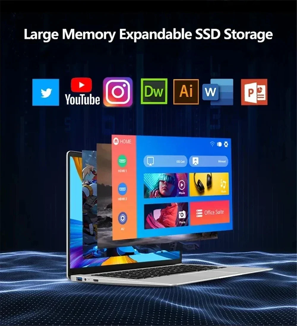 15.6 Inch Intel Core I7 1080P Laptop Computer 8GB DDR4 256GB 512GB SSD ...