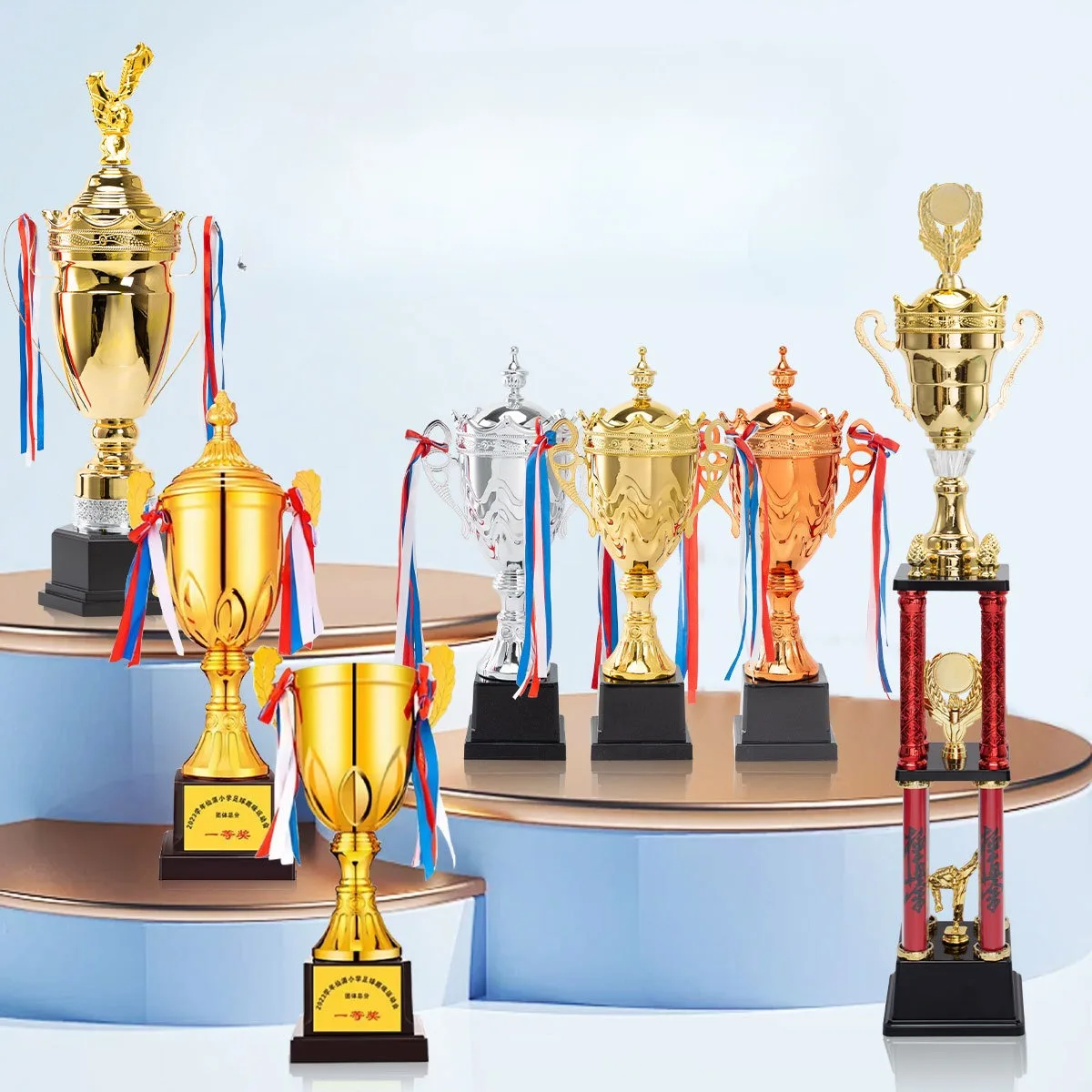 Large Metal Trophies Customized School Sports Football Basketball Games ...