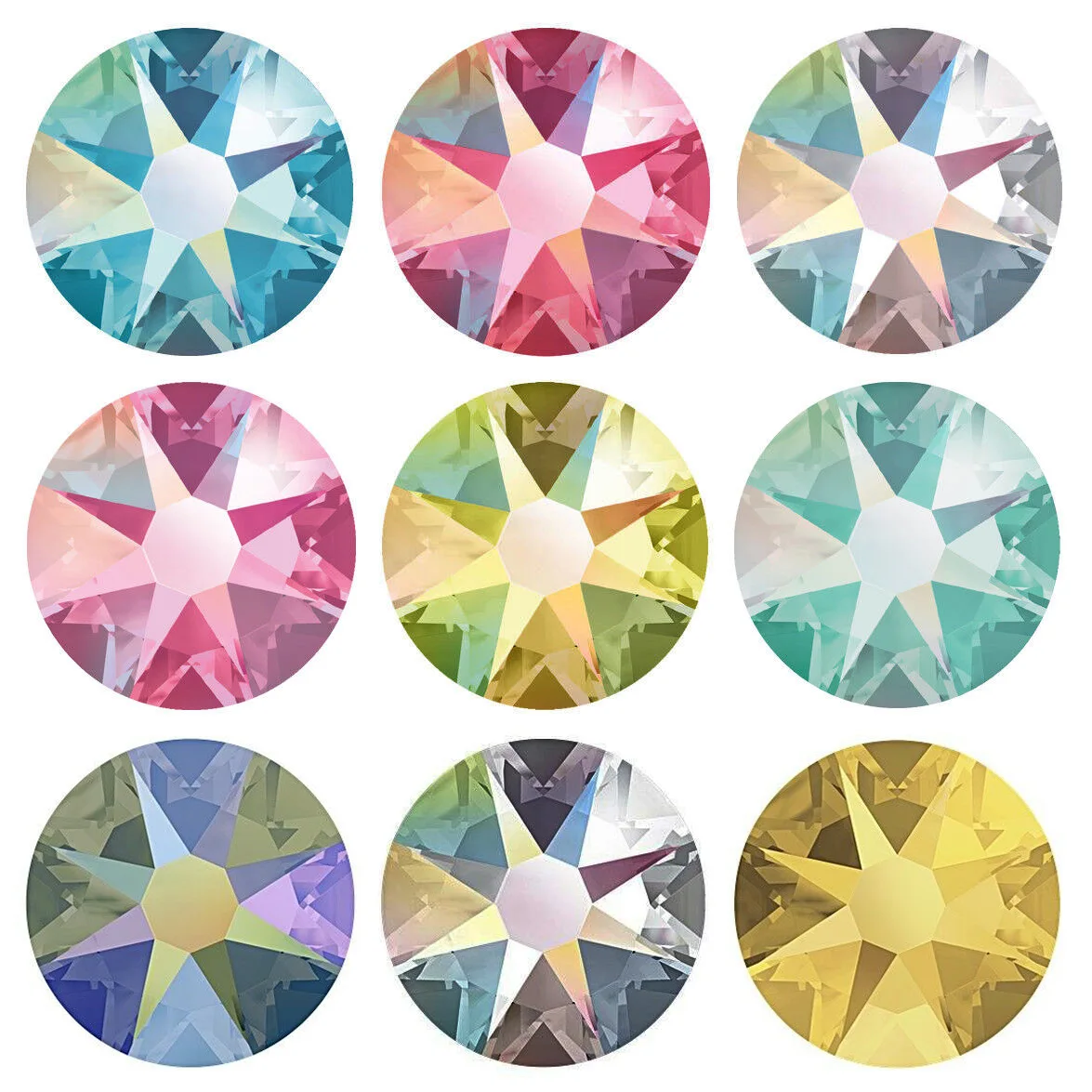 SW-Colors-Effect-Color-8big-8small-Facets-NO-Hot-Fix-Rhinestones-Glass ...