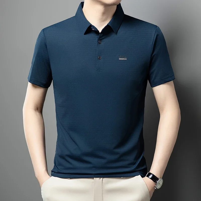 TFETTERS-Business-Office-Short-Sleeves-Plain-T-shirt-Man-Turn-Down ...