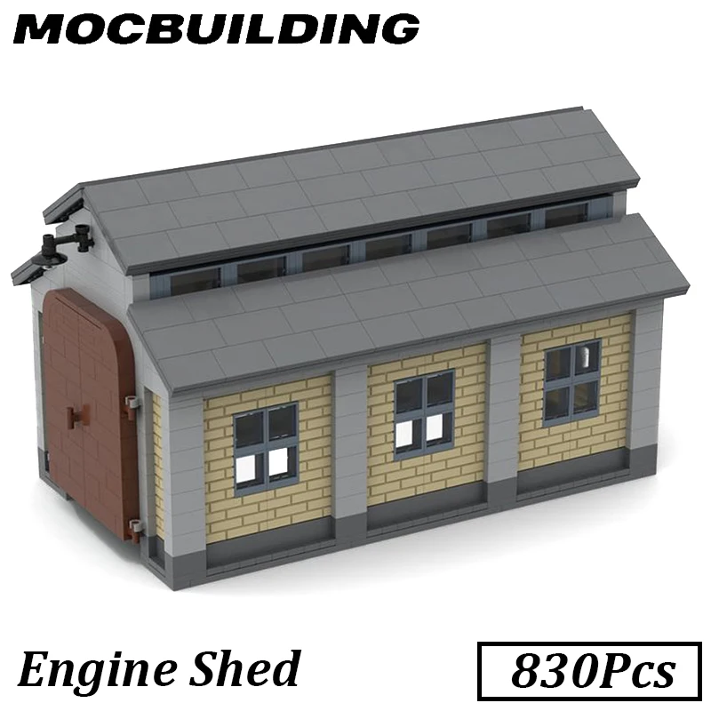 Modern Locomotive Shed Railroad Train Engine Shed Display DIY Bricks ...